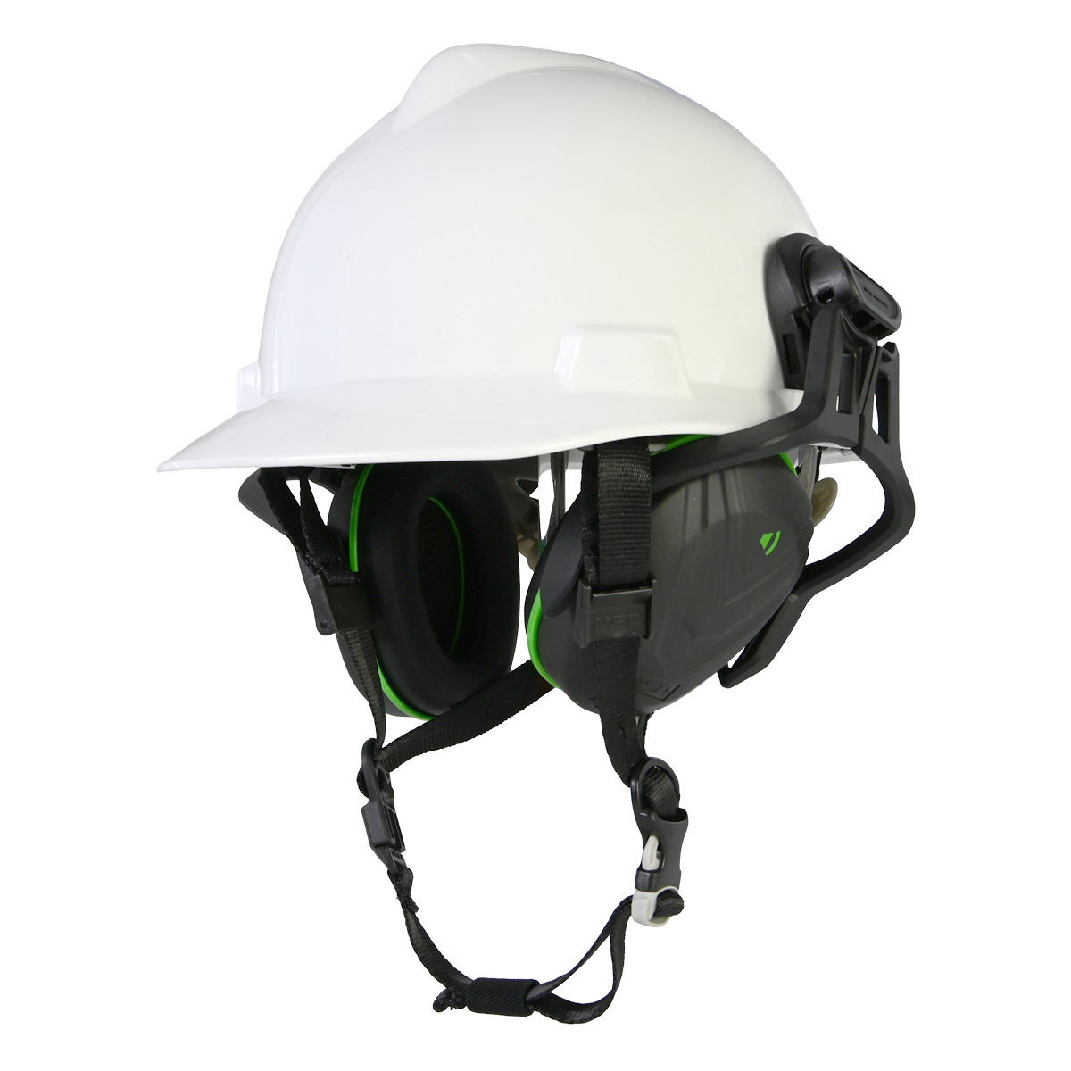 MSA V-Gard Classic Hard Hat with Chin Straps and Ear Defenders